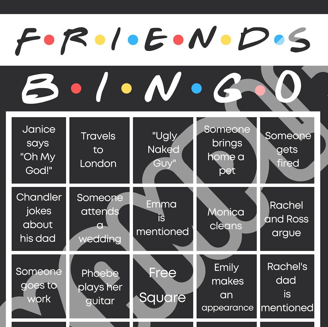 FRIENDS Bingo 10 Printable Cards Digital Download Great to - Etsy