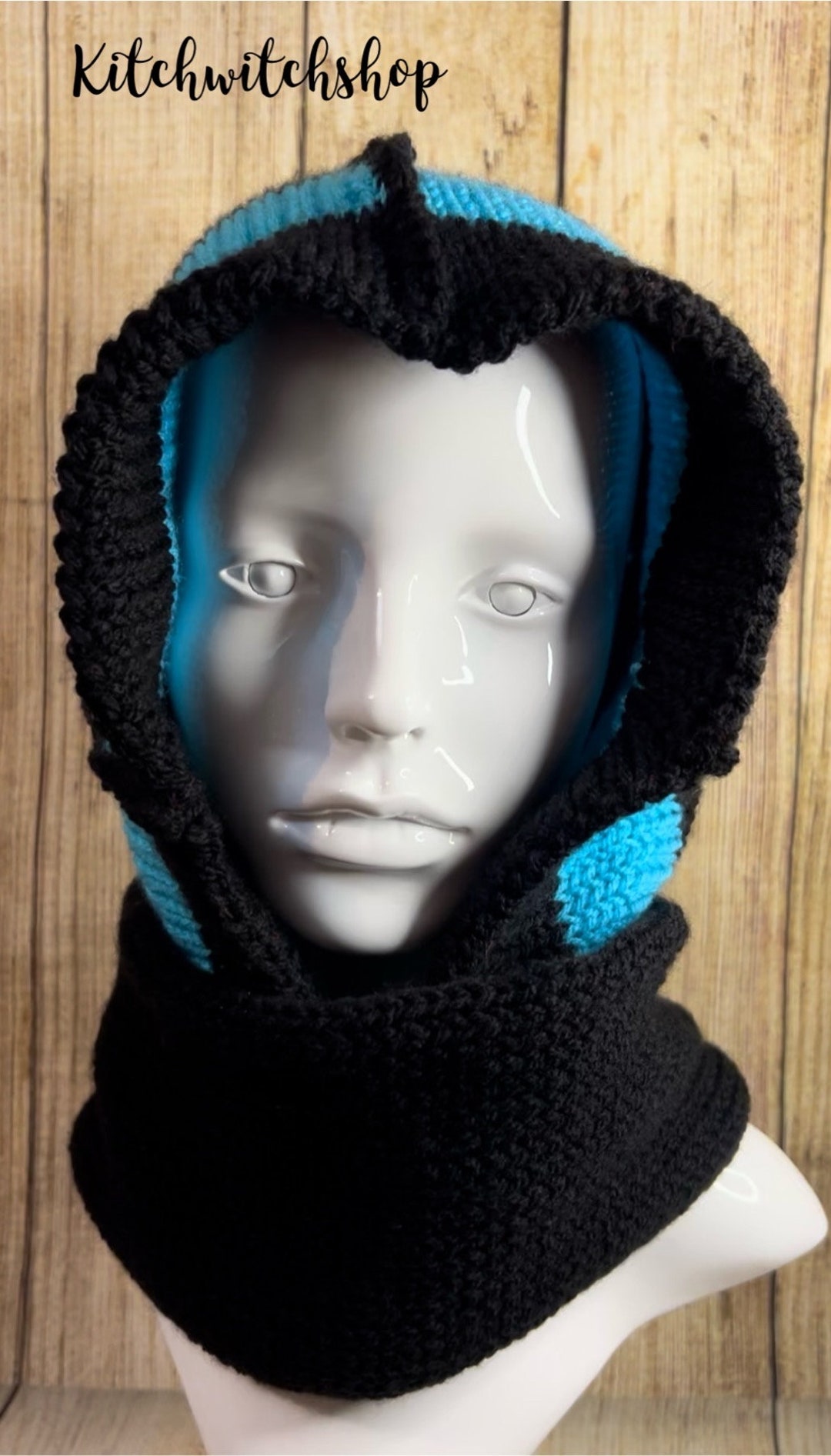 Skull Design Hooded Cowl/ Balaclava, Goth, Striped, Knitted, Crochet ...
