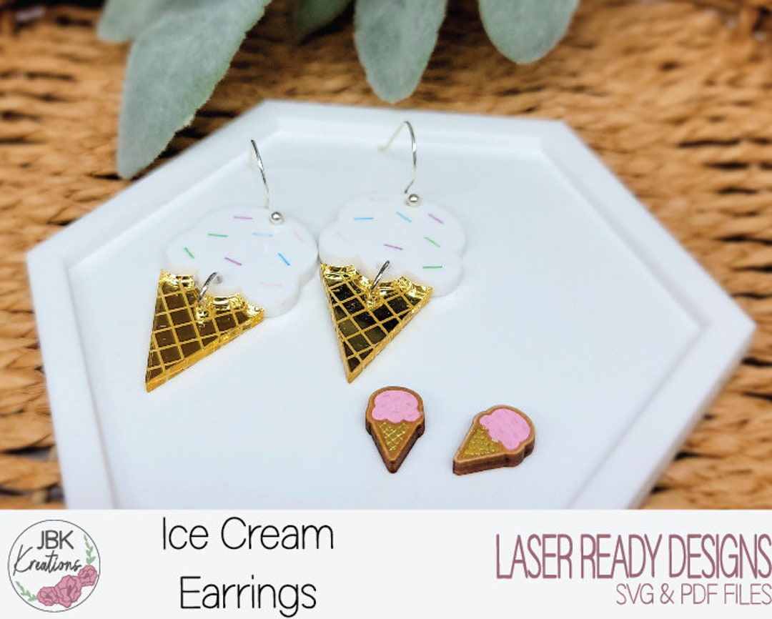 Ice Cream Earring Laser Cut SVG File, Acrylic Earring SVG, Dangle ...