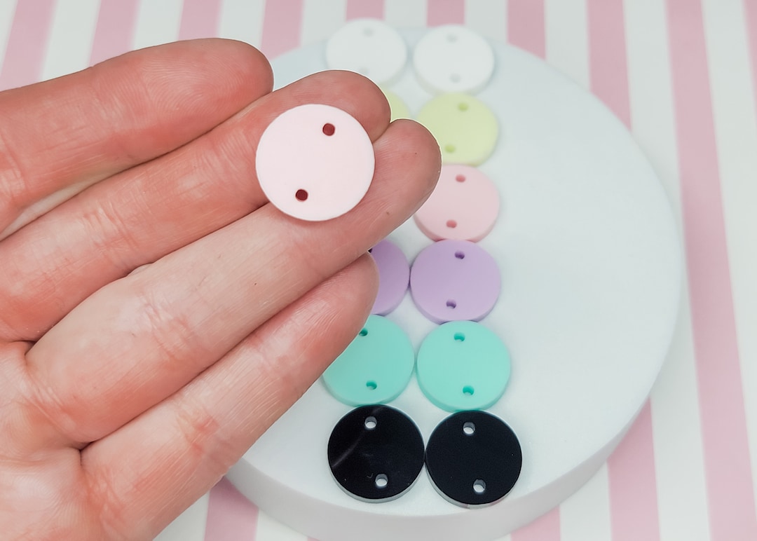 15mm Circle Earring Connectors, Acrylic Earring Findings, 5 Pairs, Two ...