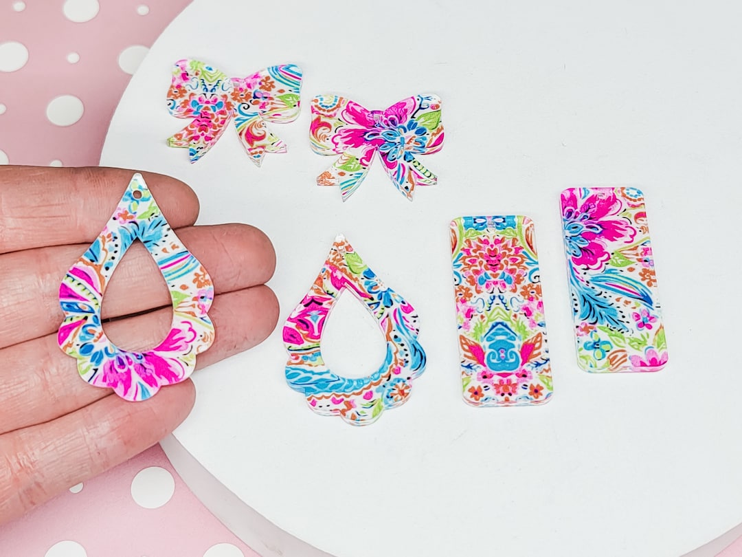 Preppy Paisley Floral Acrylic Earring, Geometric Earrings, You Pick ...