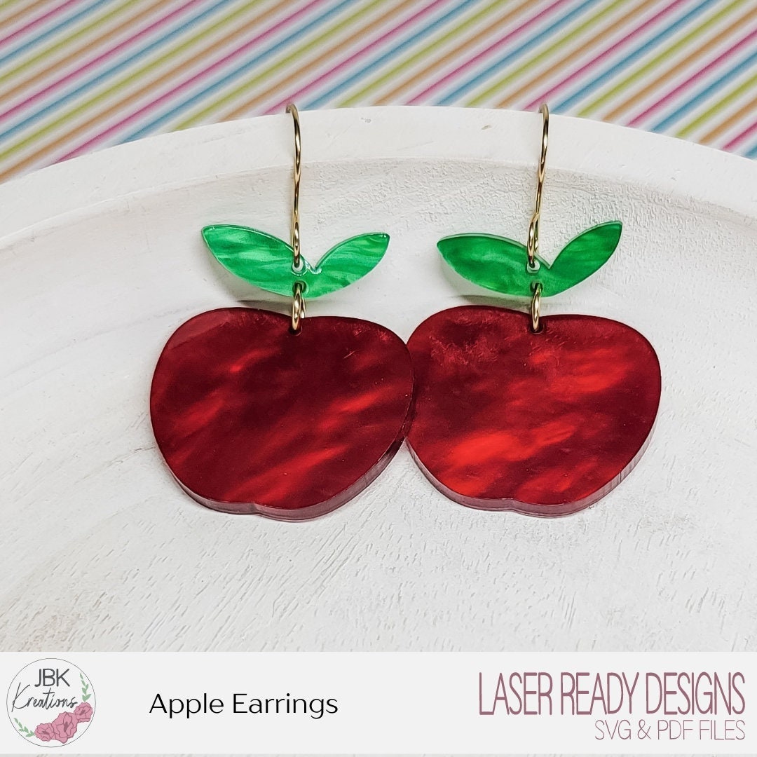 Apple Earring SVG File, Teacher Earring Laser File, Digital File, Laser ...