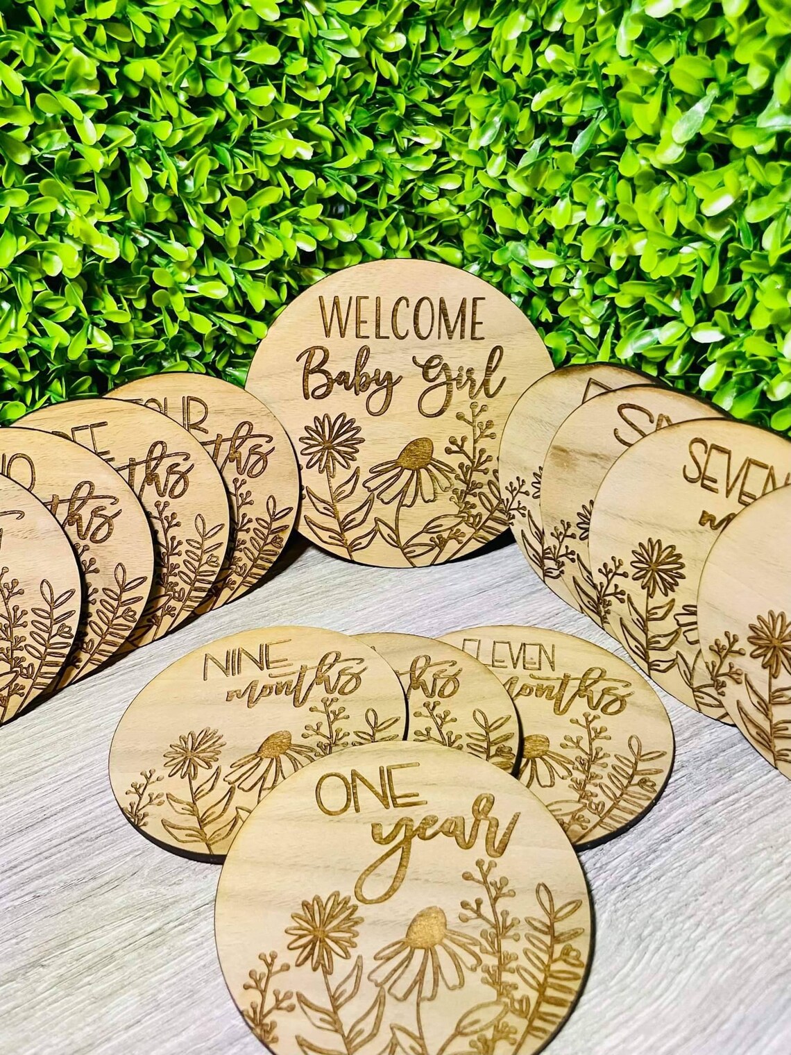 Wildflower Milestone Round SVG, Floral Milestone Set, Monthly Markers ...