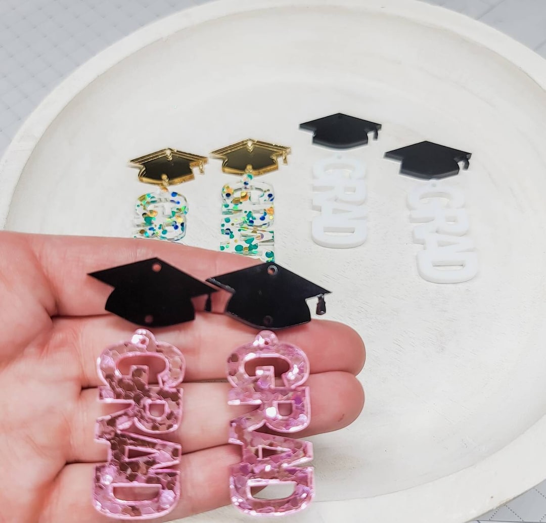 Graduation Acrylic Earring, DIY Earrings, Grad Earrings, Earring Blanks ...