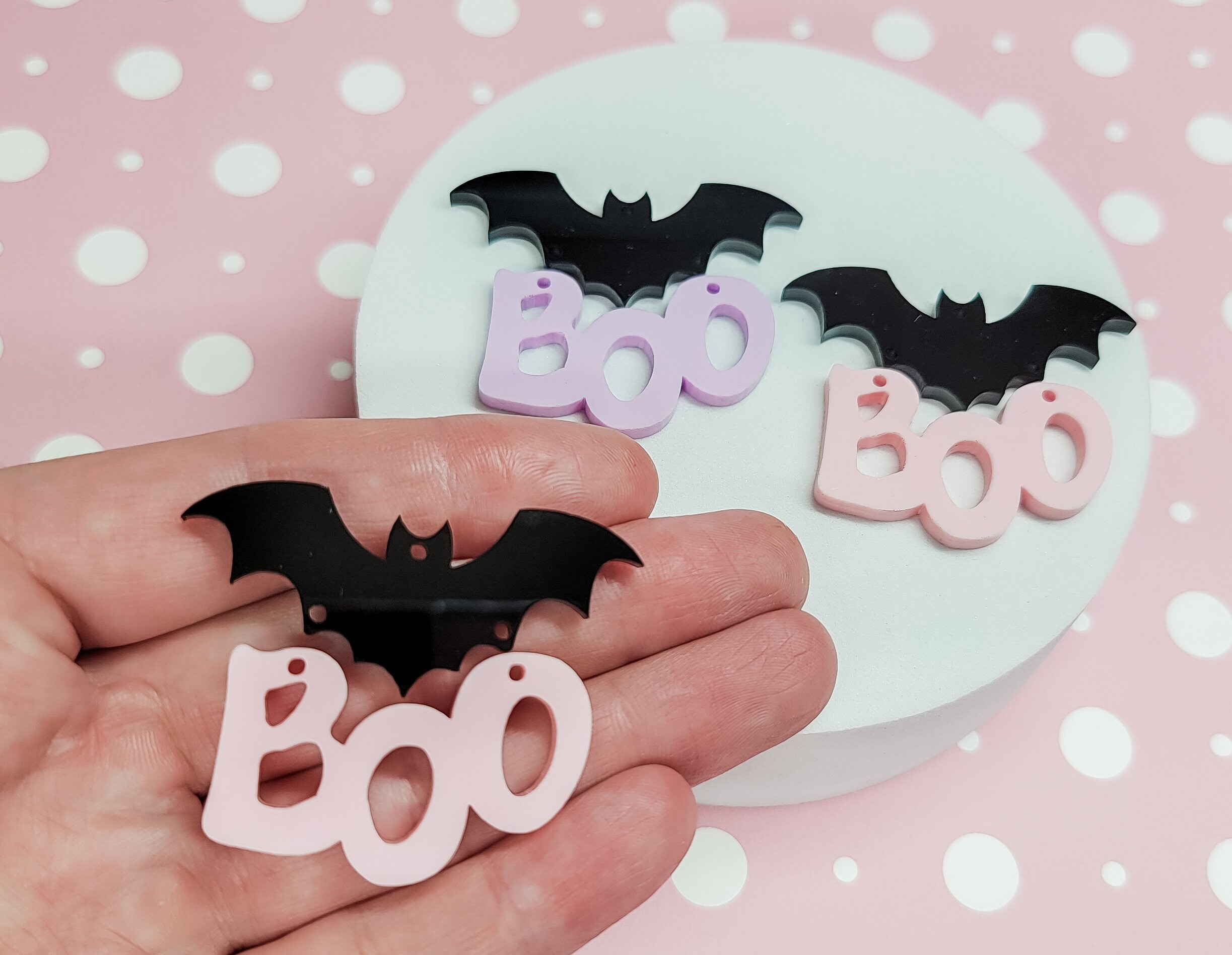 Boo Bat Acrylic Earring, DIY Earrings, Jewelry Blanks, Halloween ...