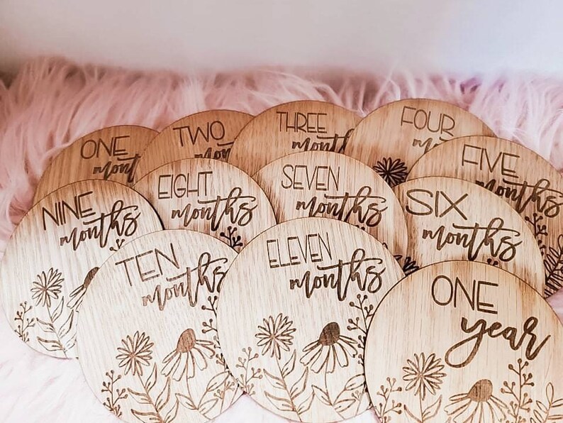 Wildflower Milestone Round SVG, Floral Milestone Set, Monthly Markers ...