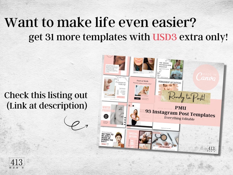 Permanent Makeup Instagram Post Templates, 62 Editable PMU Social Media ...