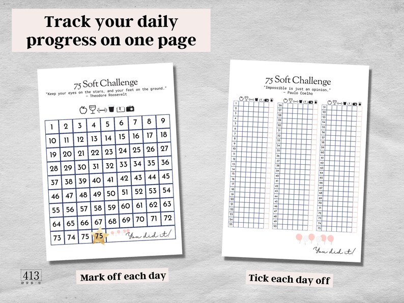Editable 75 Soft Challenge Tracker, Habit Tracker, 75 Soft Planner ...