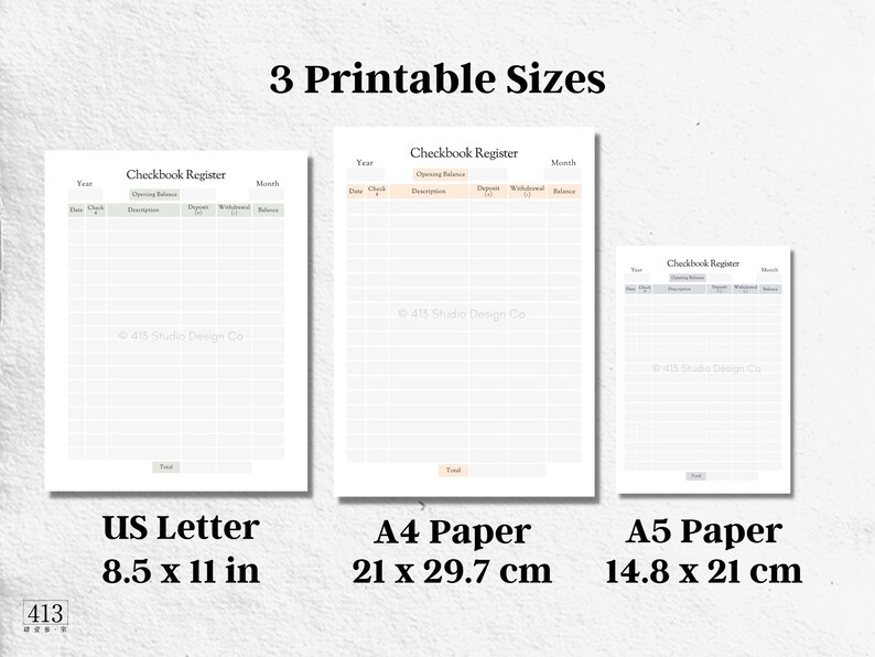 Editable Checkbook Register, Printable Transaction Log, Check Register ...
