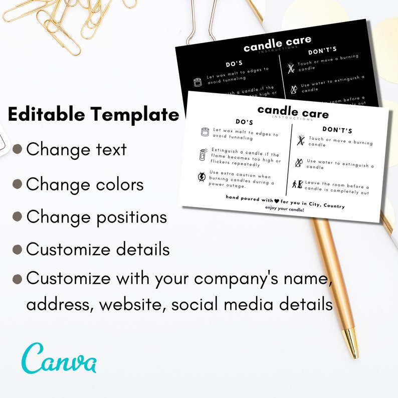 Editable Candle Business Card Template Edit With Canva, Printable ...