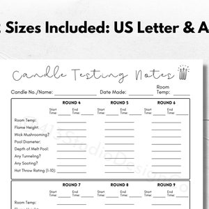 Candle Making and Testing Template, Candle Making Testing Sheet ...