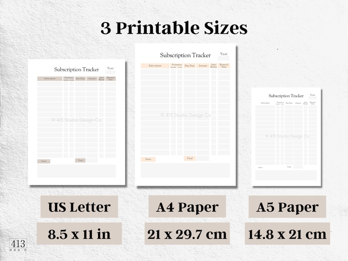 Subscription Tracker Printable Bill Organizer Yearly Bill - Etsy