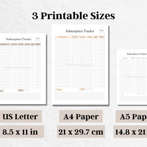 Subscription Tracker Printable, Bill Organizer, Yearly Bill Payment ...