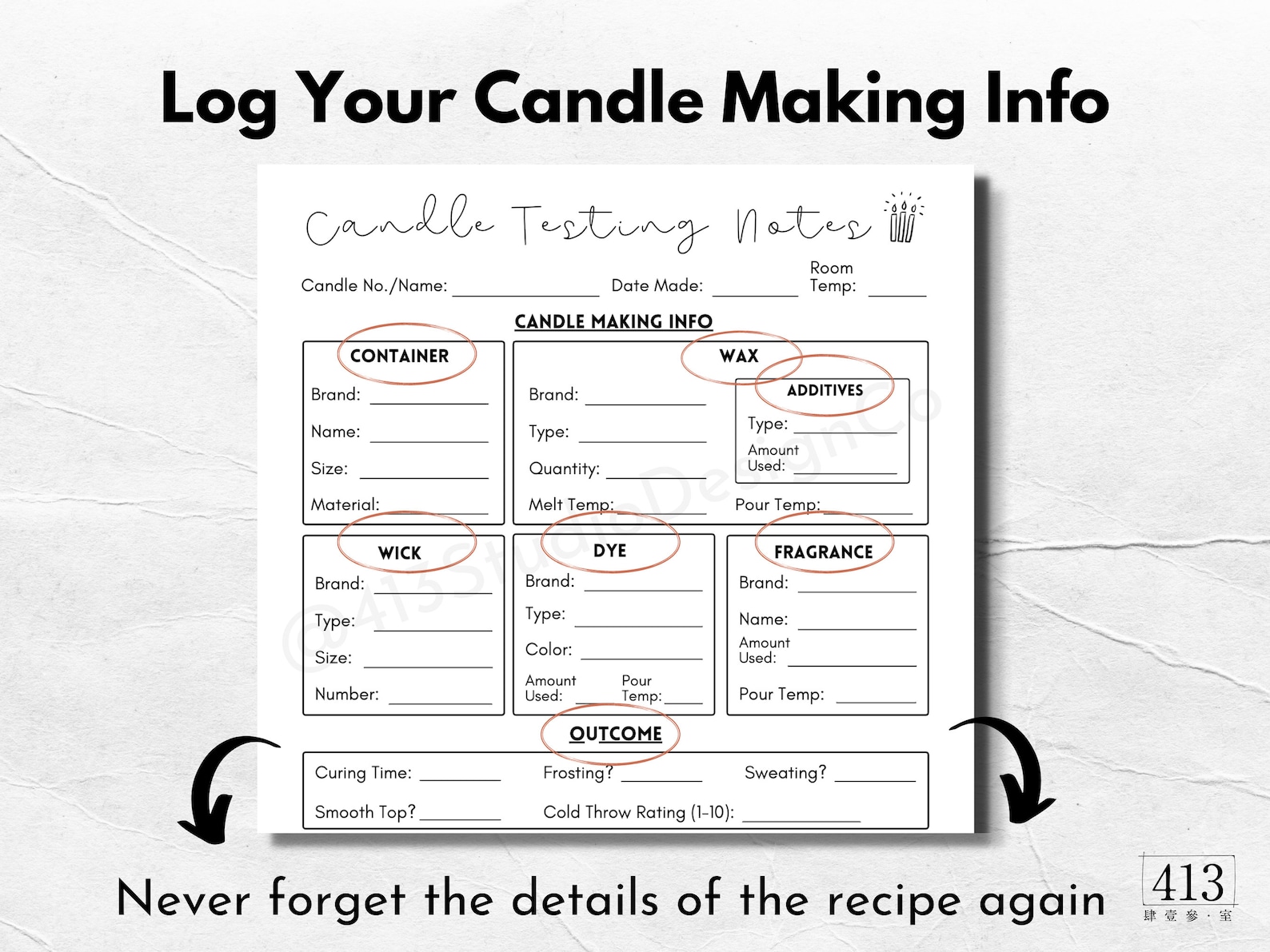 Candle Making and Testing Template, Candle Making Testing Sheet ...