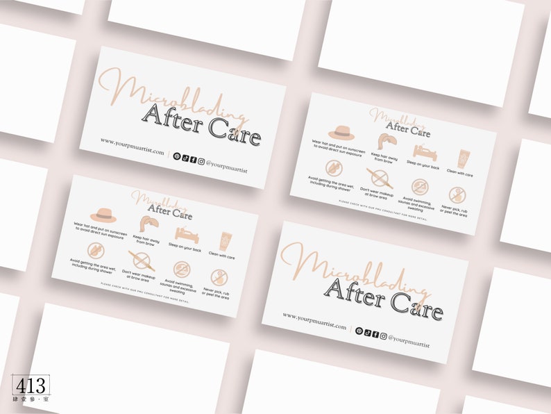 PMU Microblading Aftercare Card Template, Editable PMU Business Card ...