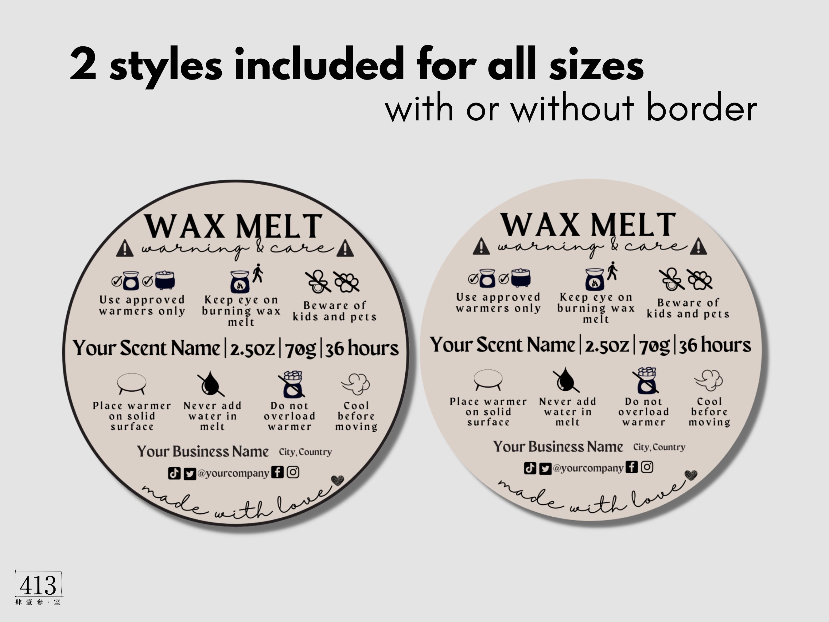 Wax Melt Safety Label Template Wax Melt Warning Sticker Canva - Etsy