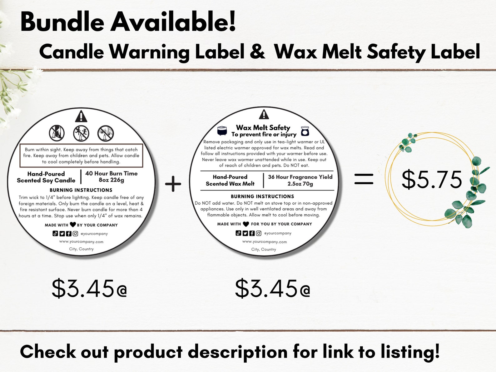 Editable Wax Melt Safety Label Template With Canva, Digital Download, 1 ...