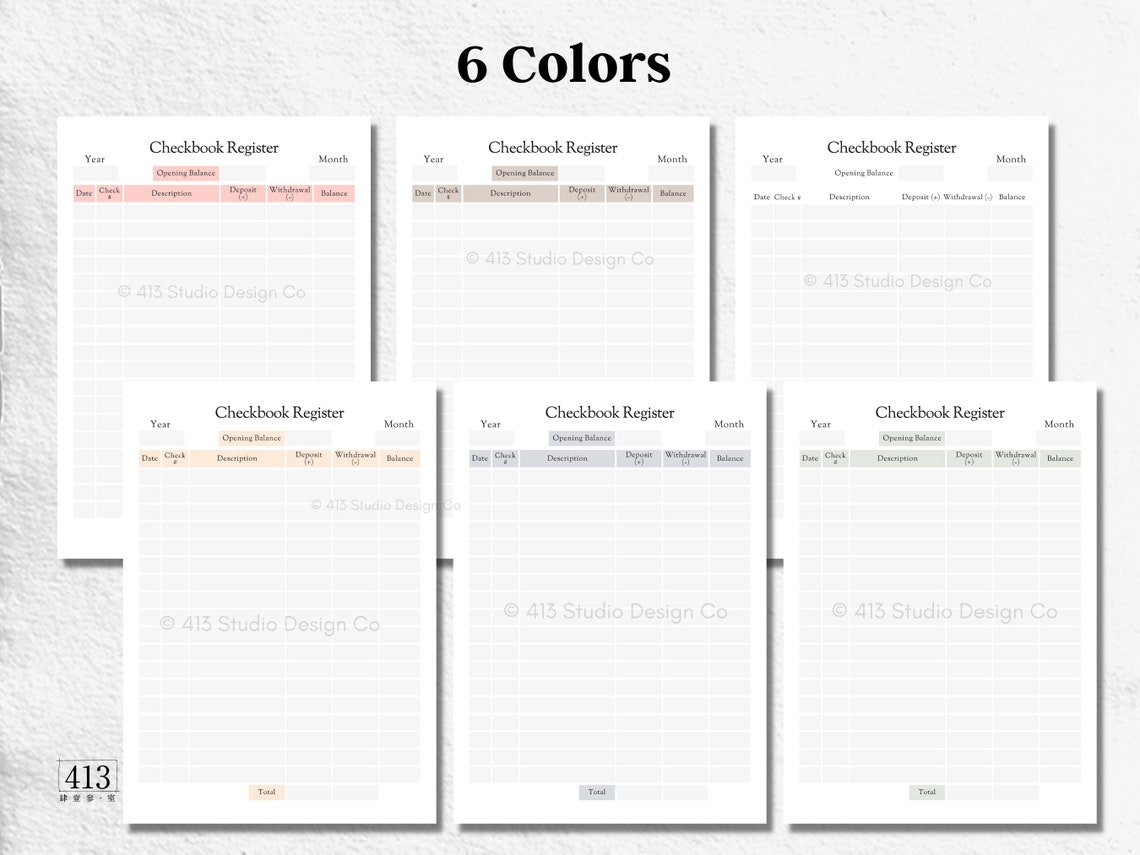 Editable Checkbook Register, Printable Transaction Log, Check Register ...