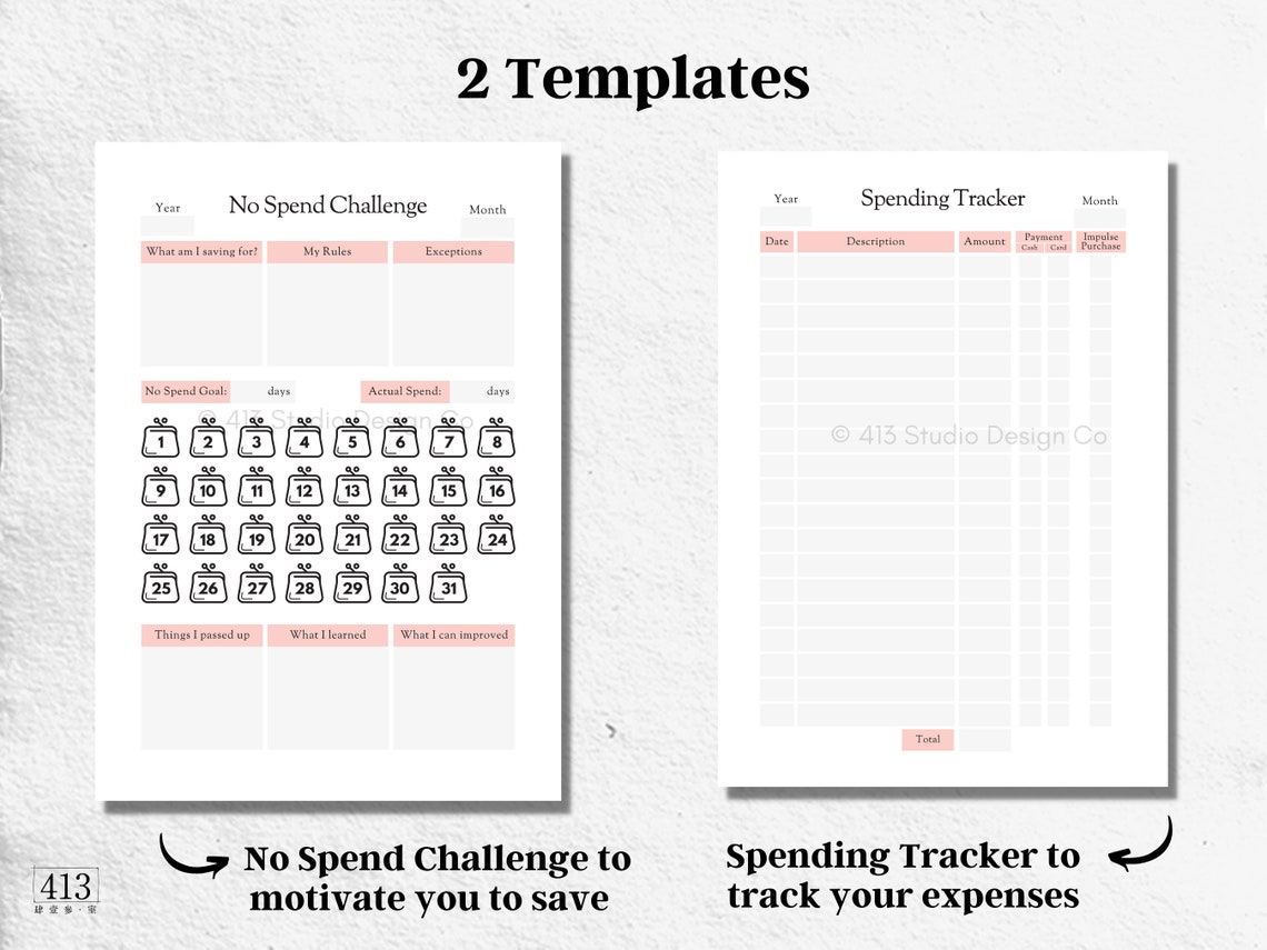 No Spend Challenge Tracker Savings Tracker Printable - Etsy