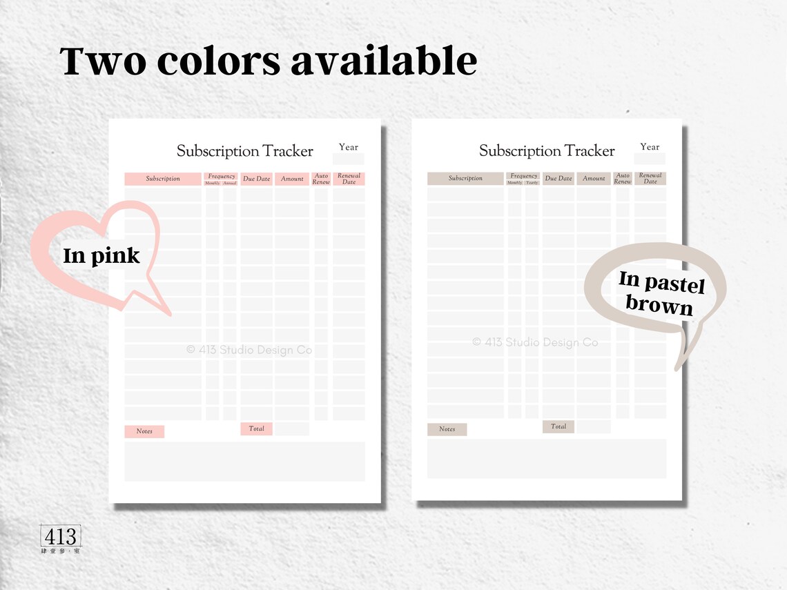 Subscription Tracker Printable Bill Organizer Yearly Bill | Etsy