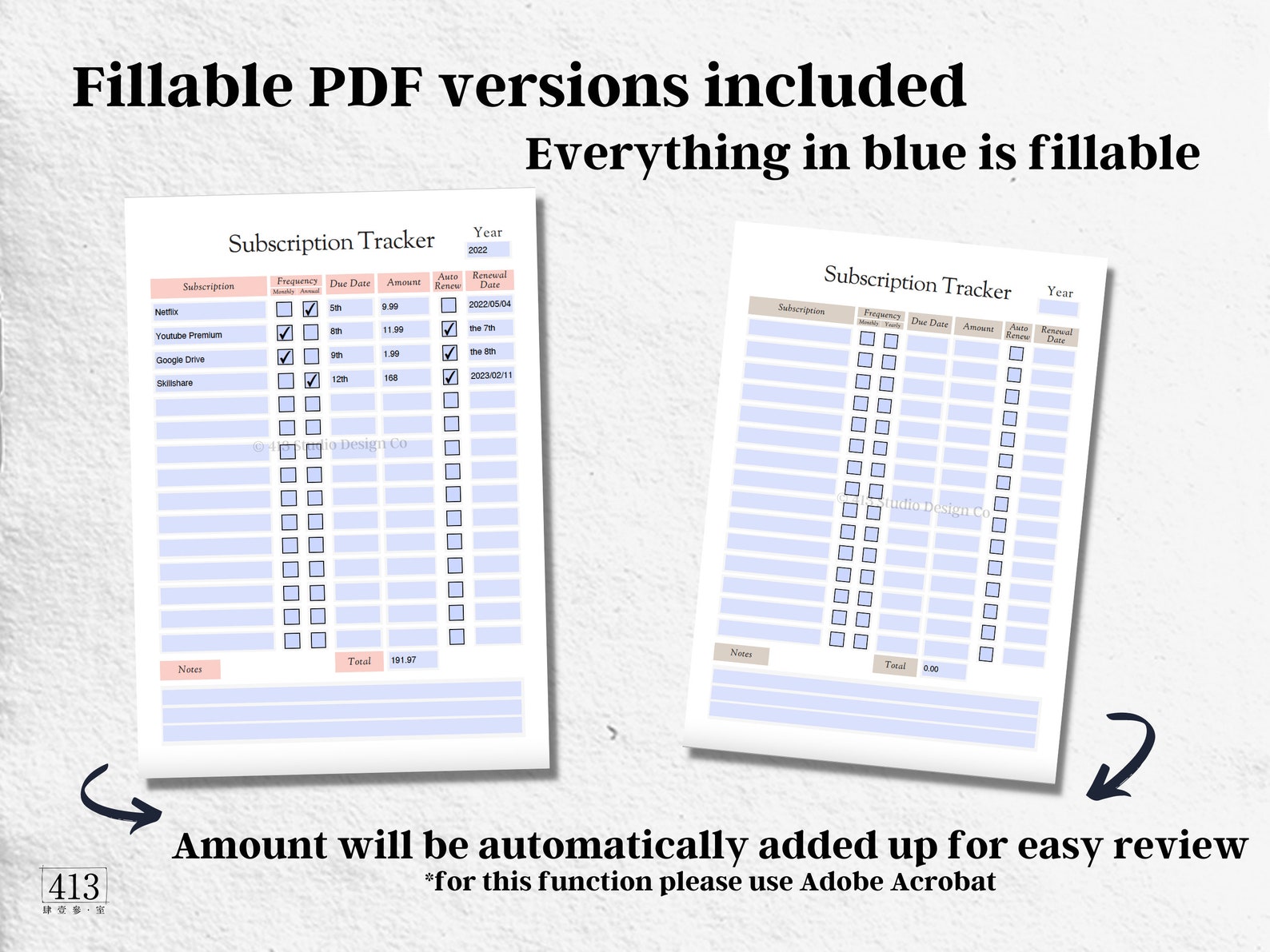 Subscription Tracker Printable, Bill Organizer, Yearly Bill Payment ...