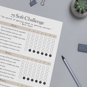 Editable 75 Soft Challenge Tracker, Habit Tracker, 75 Soft Planner ...