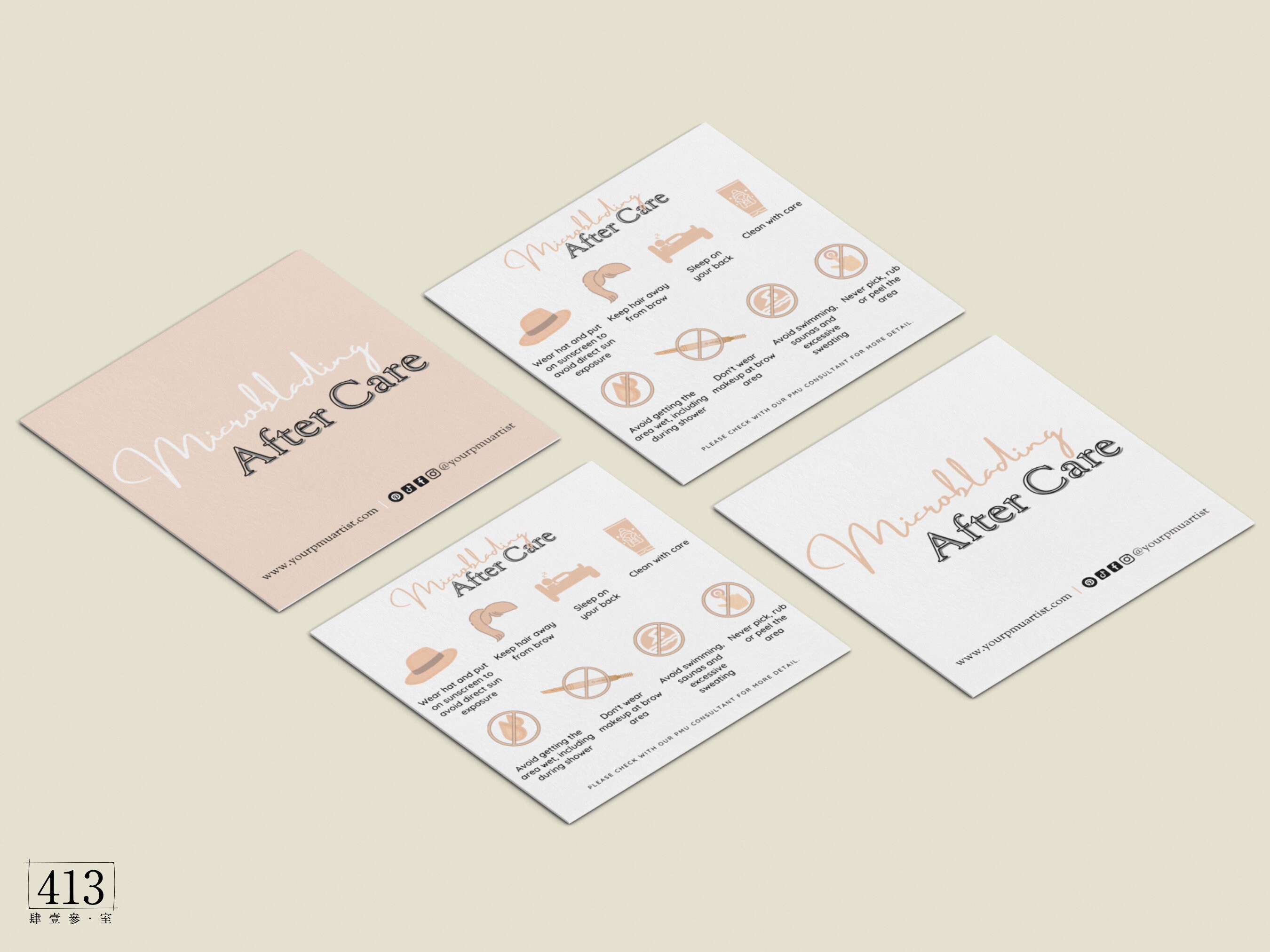 PMU Microblading Aftercare Card Template, Editable PMU Business Card ...