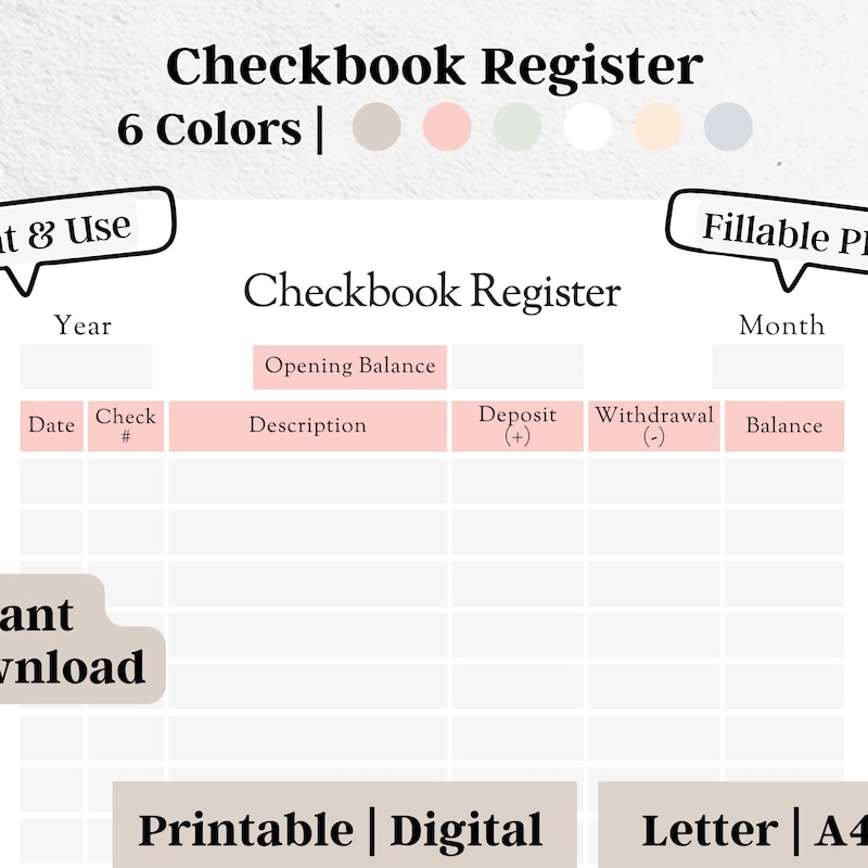 Checkbook Register - Etsy