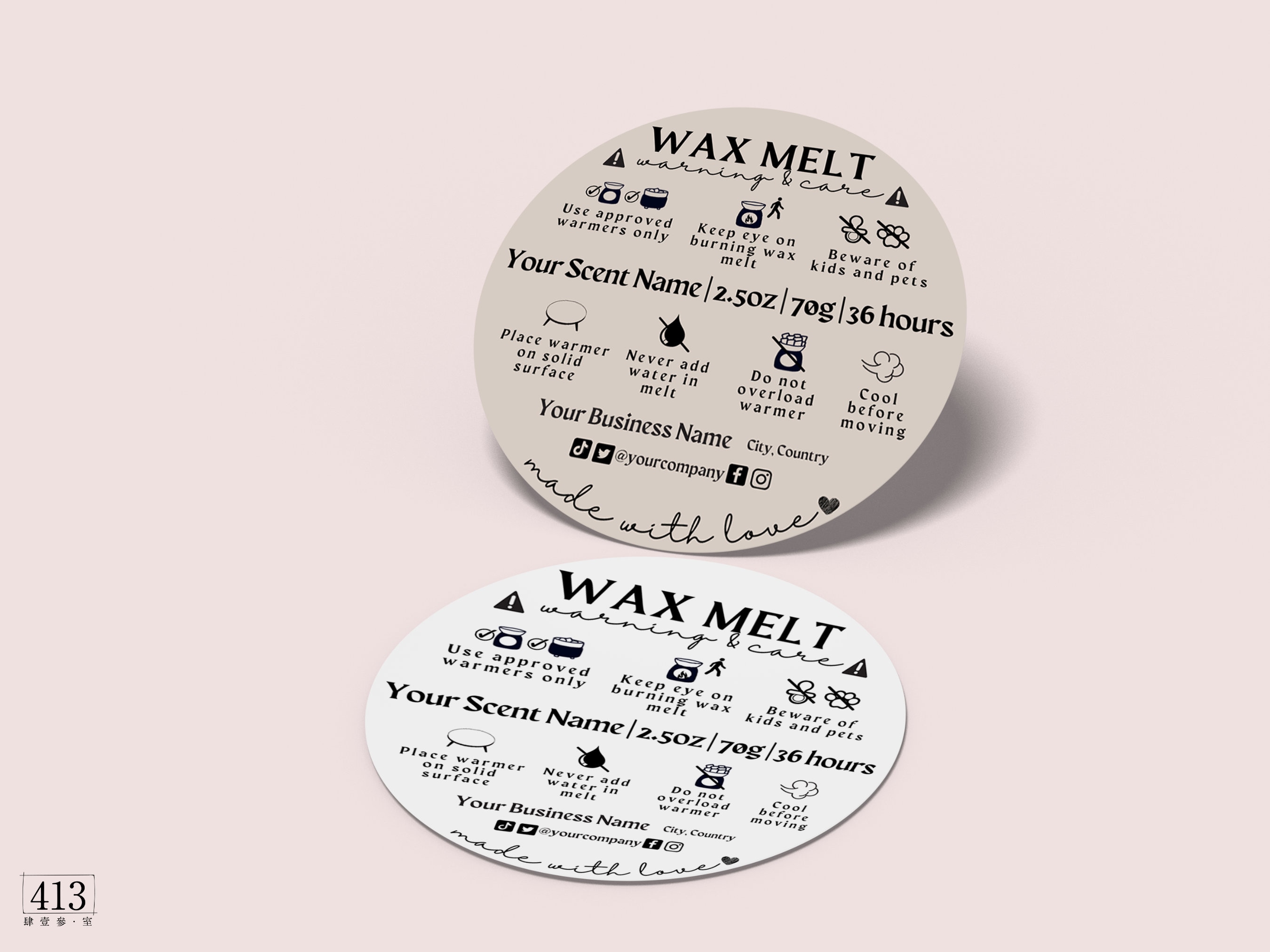 Wax Melt Safety Label Template Wax Melt Warning Sticker Canva - Etsy