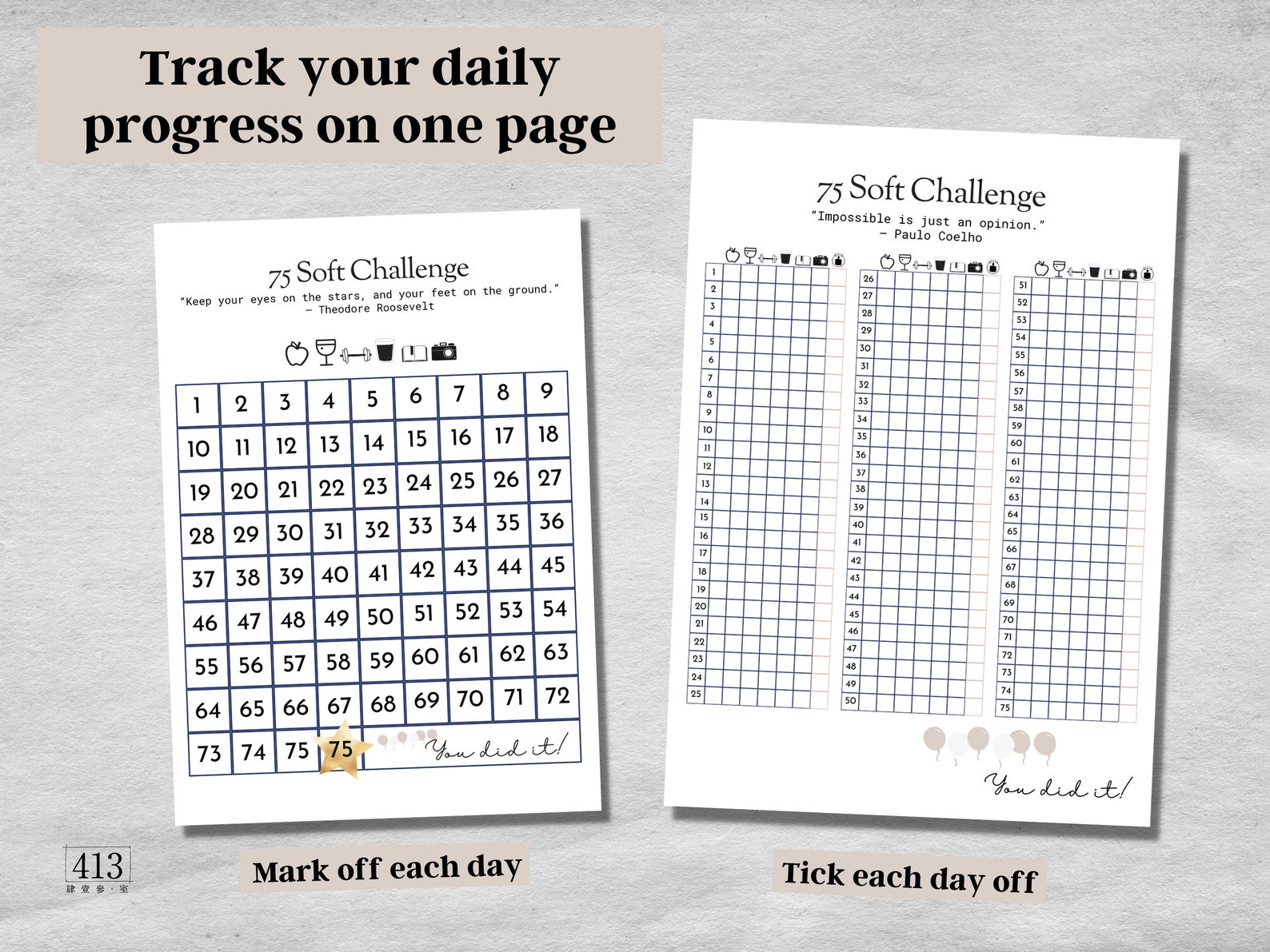 Editable 75 Soft Challenge Tracker Habit Tracker 75 Soft - Etsy
