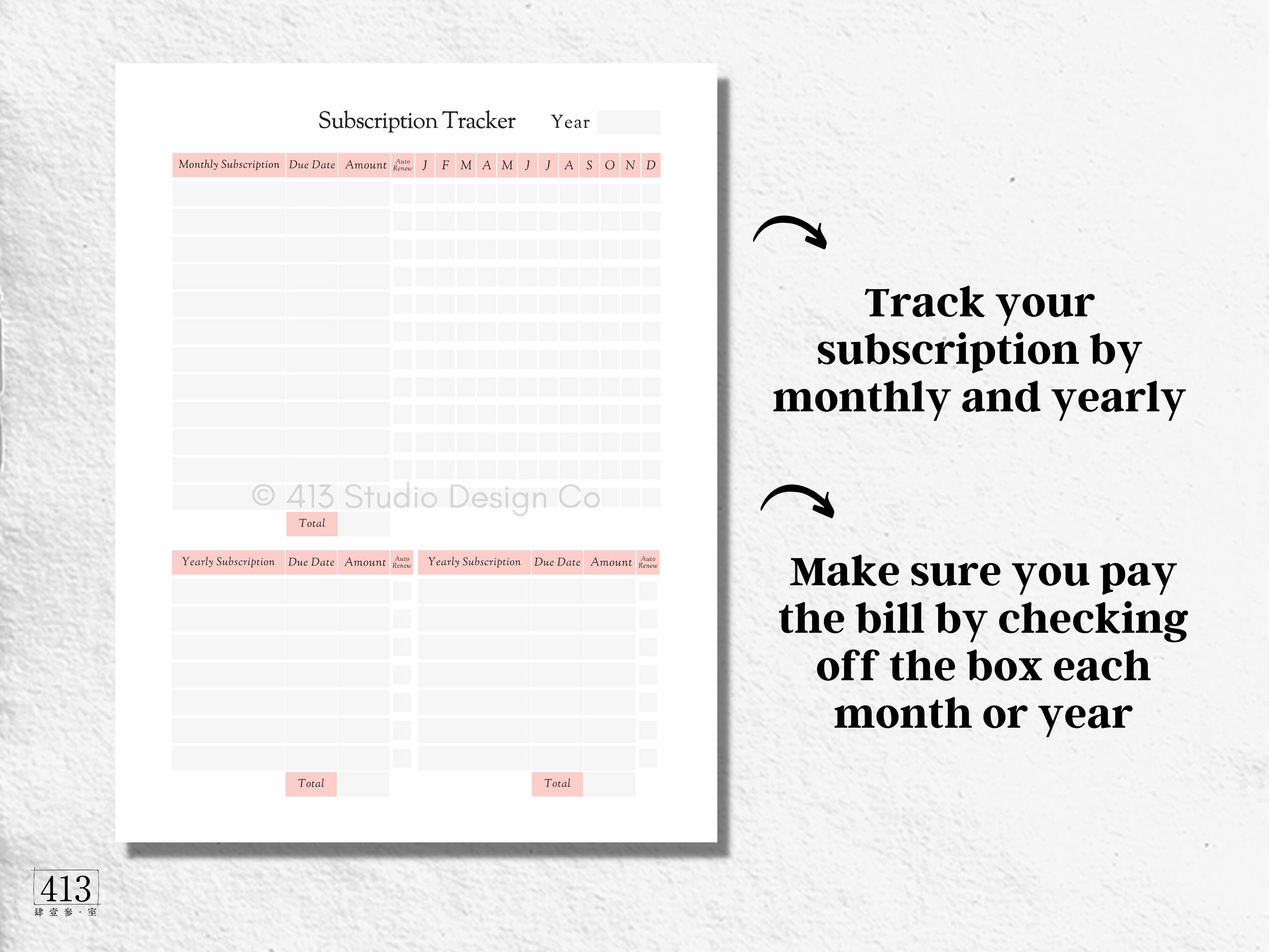 Fillable Subscription Tracker, Bill Organizer Printable, Monthly Yearly ...