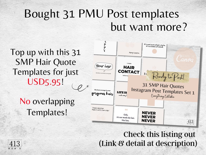 31 SMP Hair Instagram Quote Templates, Scalp Micropigmentation Social ...
