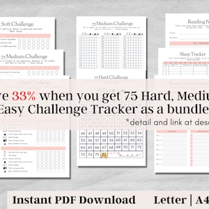 75 Soft Challenge Tracker, Habit Tracker, 75 Soft Planner, Weekly Meal ...