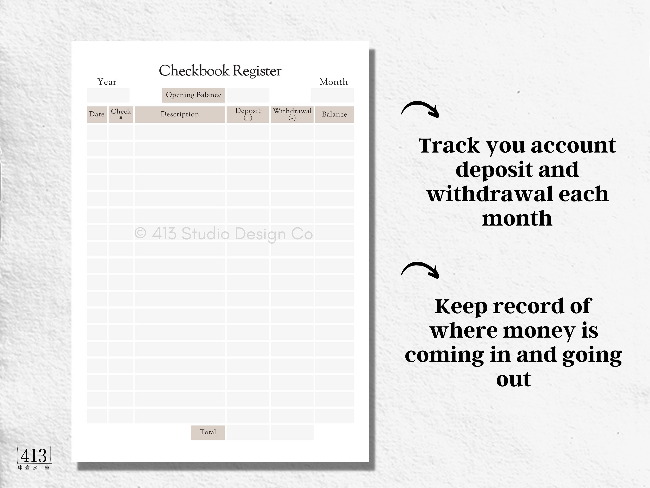 Editable Checkbook Register, Printable Transaction Log, Check Register ...