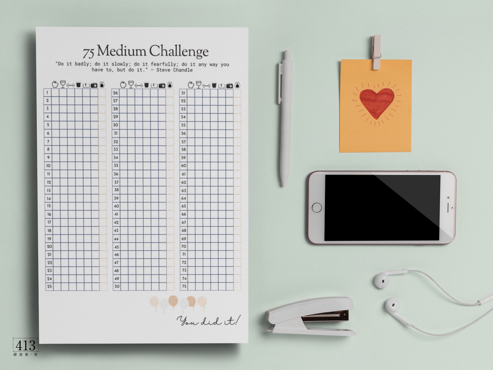 Editable 75 Medium Challenge Tracker, Habit Tracker, 75 Medium Planner ...
