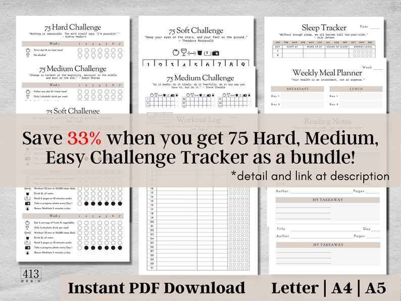 75 Soft Challenge Tracker Habit Tracker 75 Soft Planner - Etsy