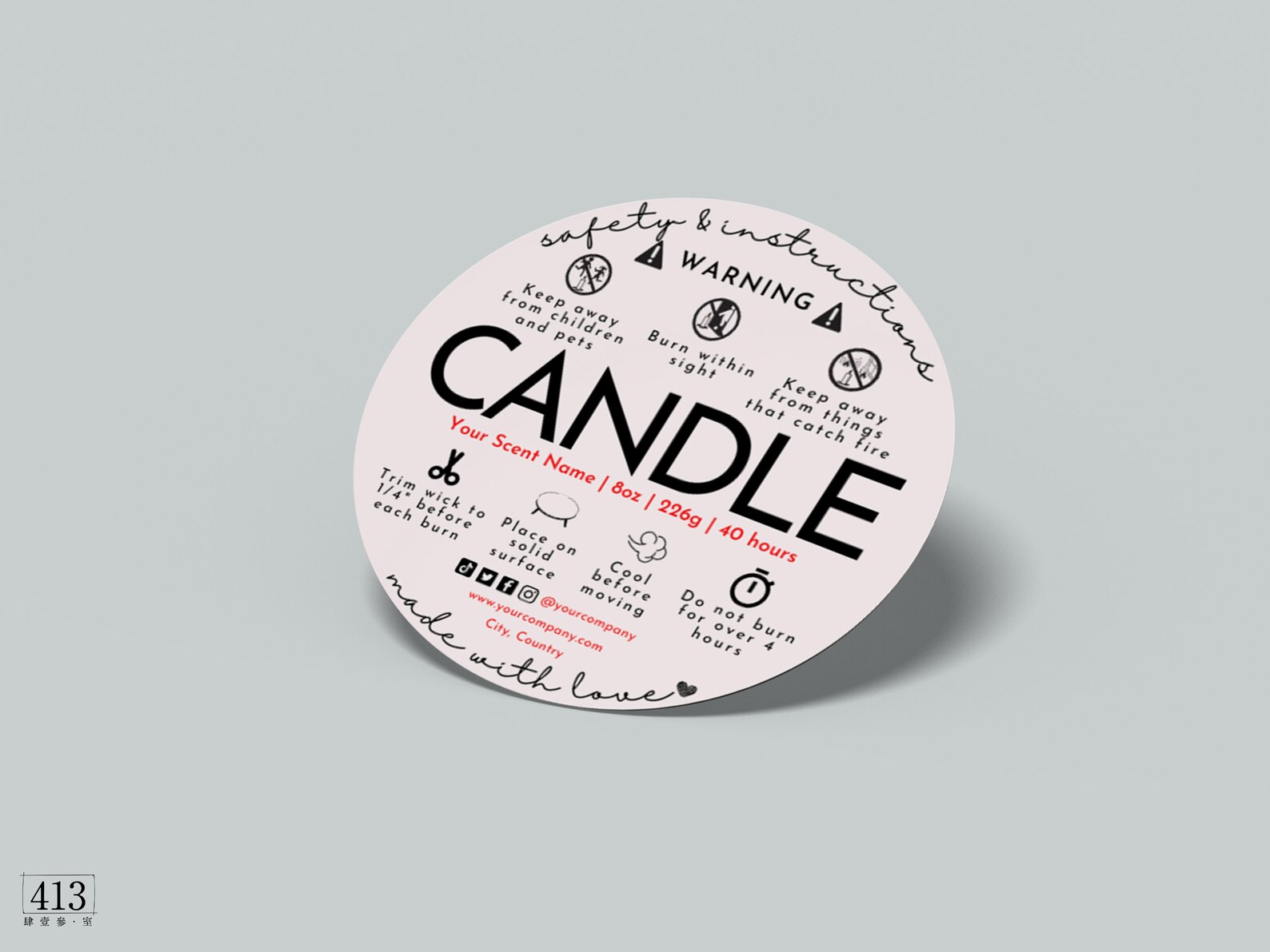Candle Warning Label Template, Canva Candle Safety Label, Candle Safety ...