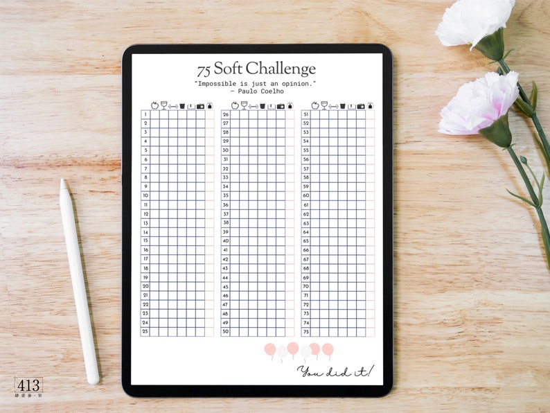 75 Soft Challenge Tracker Habit Tracker 75 Soft Planner | Etsy