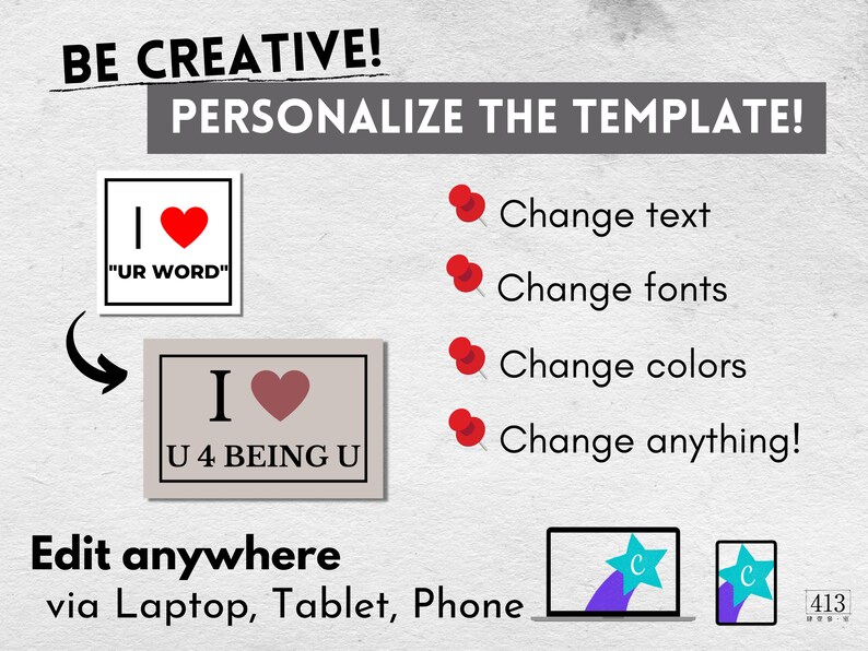 Custom I Heart Sticker Template Edit With Canva, I Love Custom Label ...