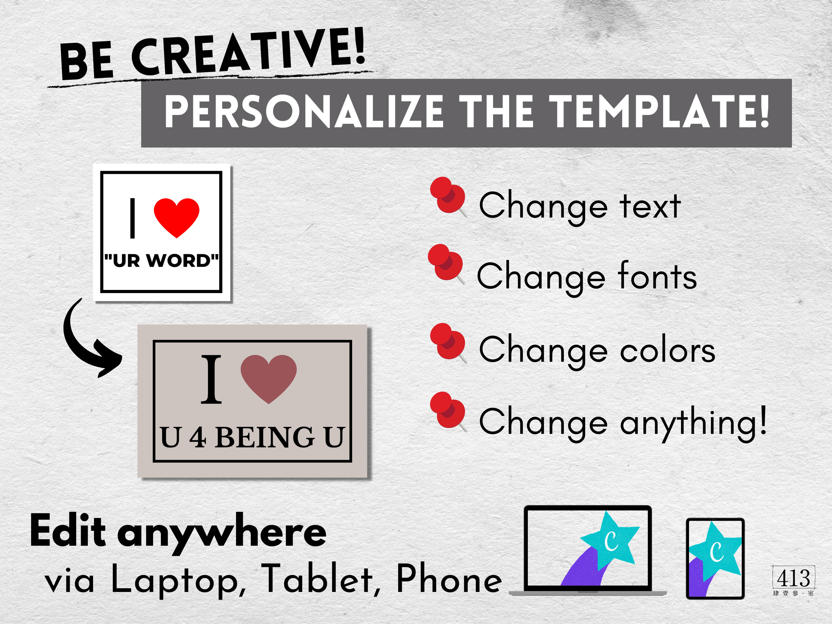 Custom I Heart Sticker Template Edit With Canva, I Love Custom Label ...