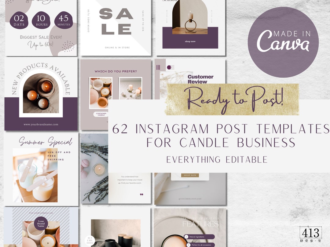 62 Candle Instagram Post Templates Editable With Canva, Ecommerce ...