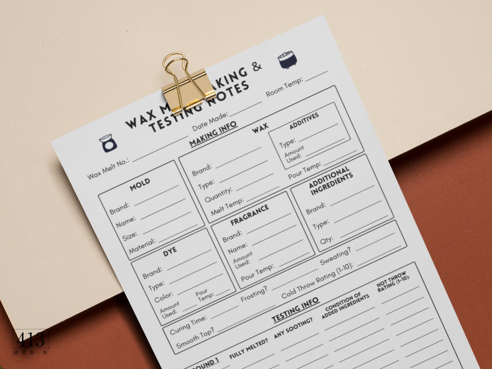 Wax Melt Making and Testing Template, Wax Melt Making Testing Sheet ...