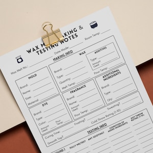 Wax Melt Making and Testing Template, Wax Melt Making Testing Sheet ...