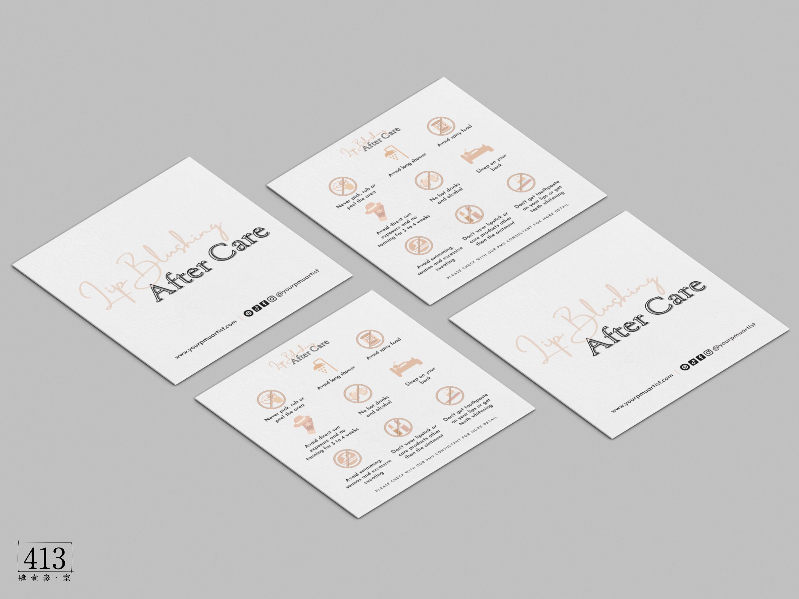 PMU Lip Blush Aftercare Template, Editable PMU Business Card, Permanent ...