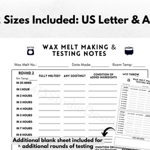 Wax Melt Making and Testing Template, Wax Melt Making Testing Sheet ...