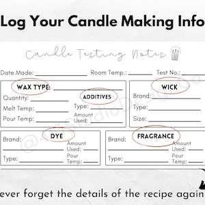 Editable Candle Making and Testing Label Template, Candle Making Notes ...
