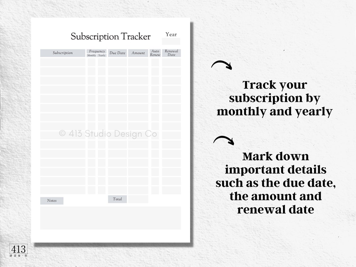 Subscription Tracker Printable Bill Organizer Yearly Bill - Etsy