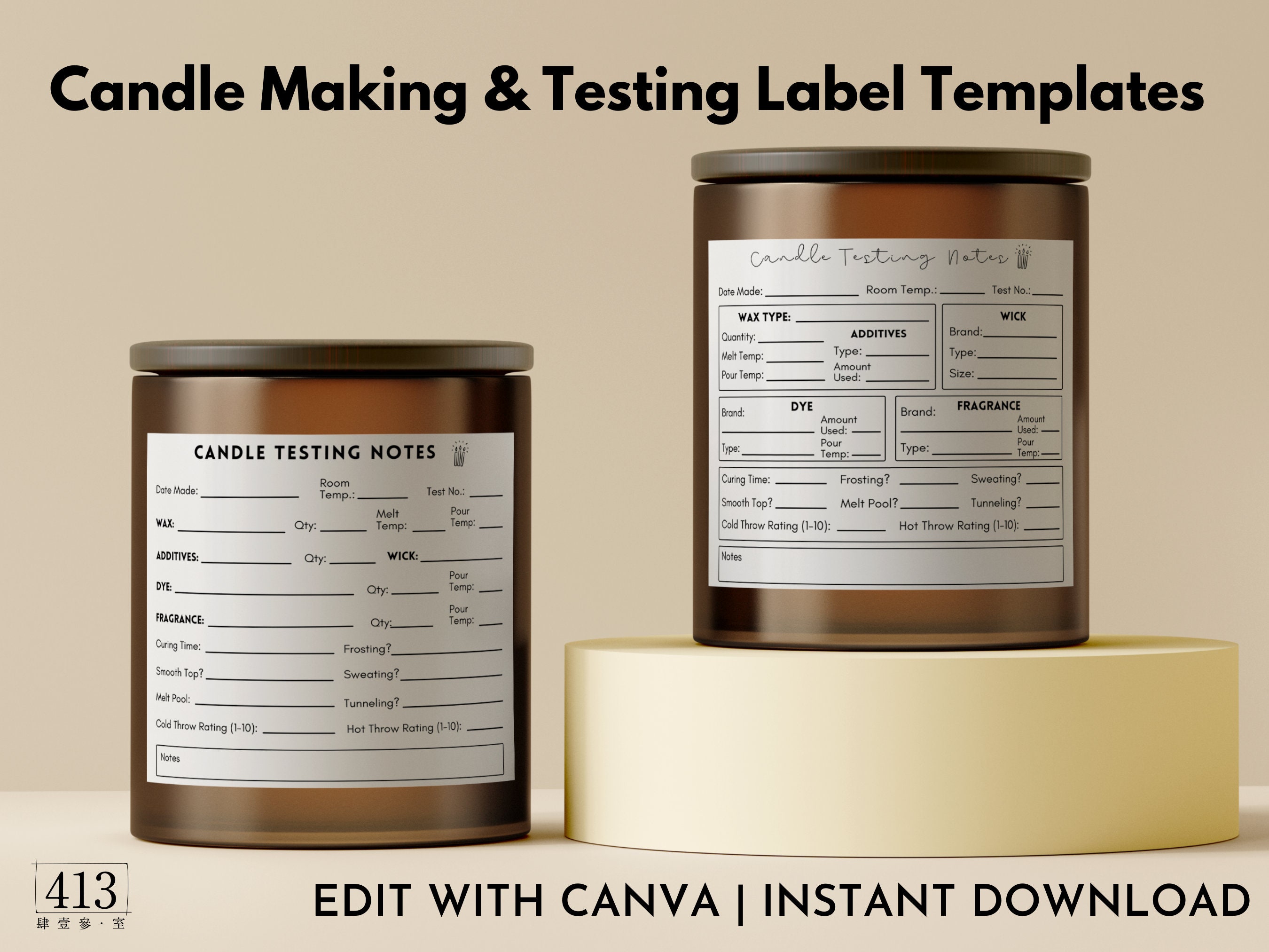 Editable Candle Making and Testing Label Template, Candle Making Notes ...
