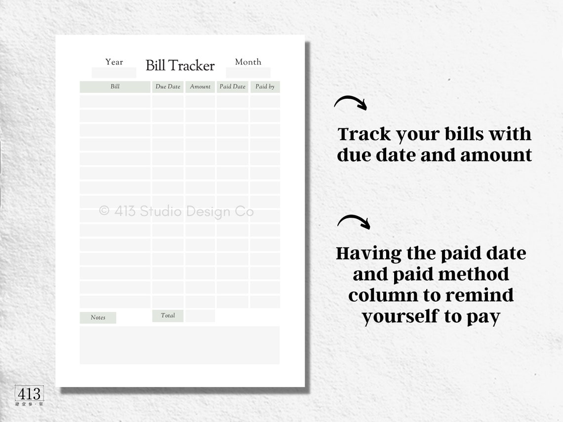 Monthly Bill Tracker Fillable PDF Budget Planning Bill - Etsy