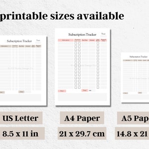 Subscription Tracker Printable Bill Organizer Yearly Bill | Etsy